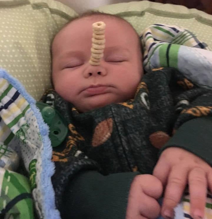Dads Stack Cheerios on Sleeping Babies | POPSUGAR Family