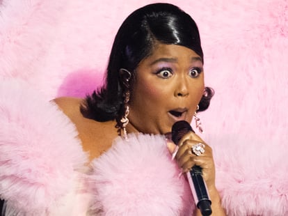 Lizzo Wears a Fluffy Pink Act N°1 Dress at the Brit Awards | POPSUGAR ...