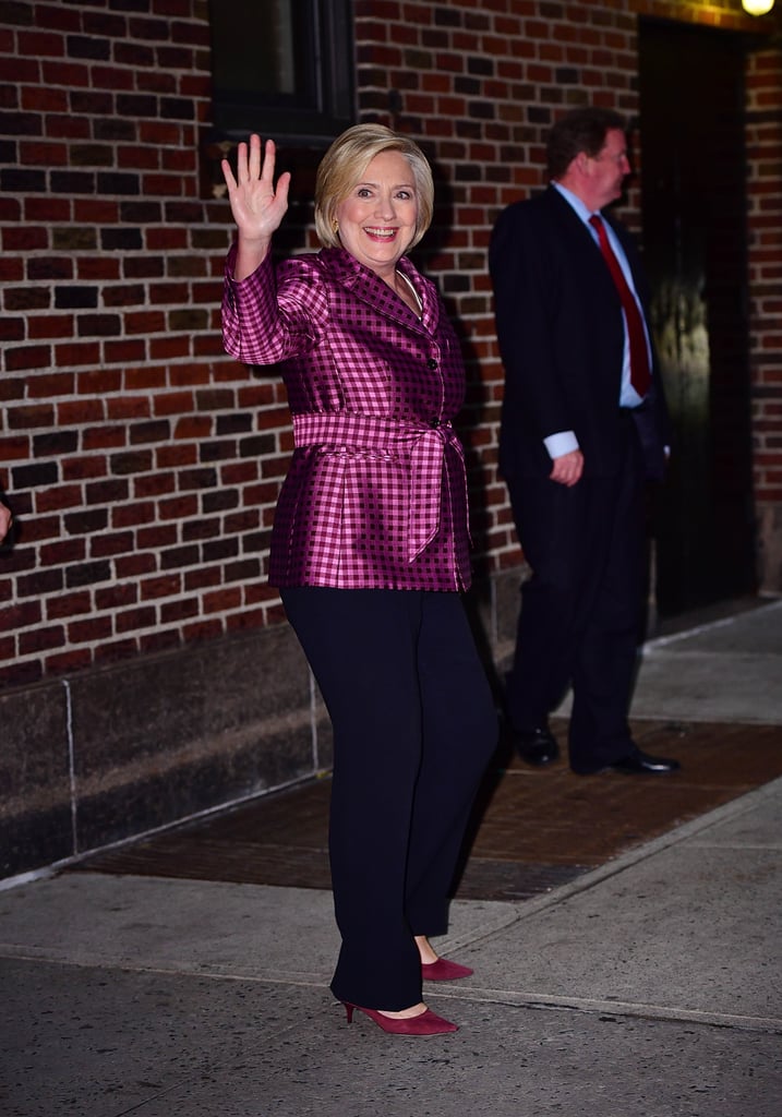 Hillary Clinton Wearing Purple Gingham Argent Blazer | POPSUGAR Fashion
