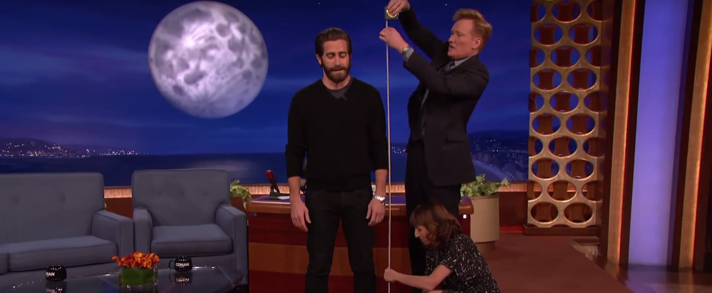 Jake Gyllenhaal Gets Measured on Conan | POPSUGAR Celebrity