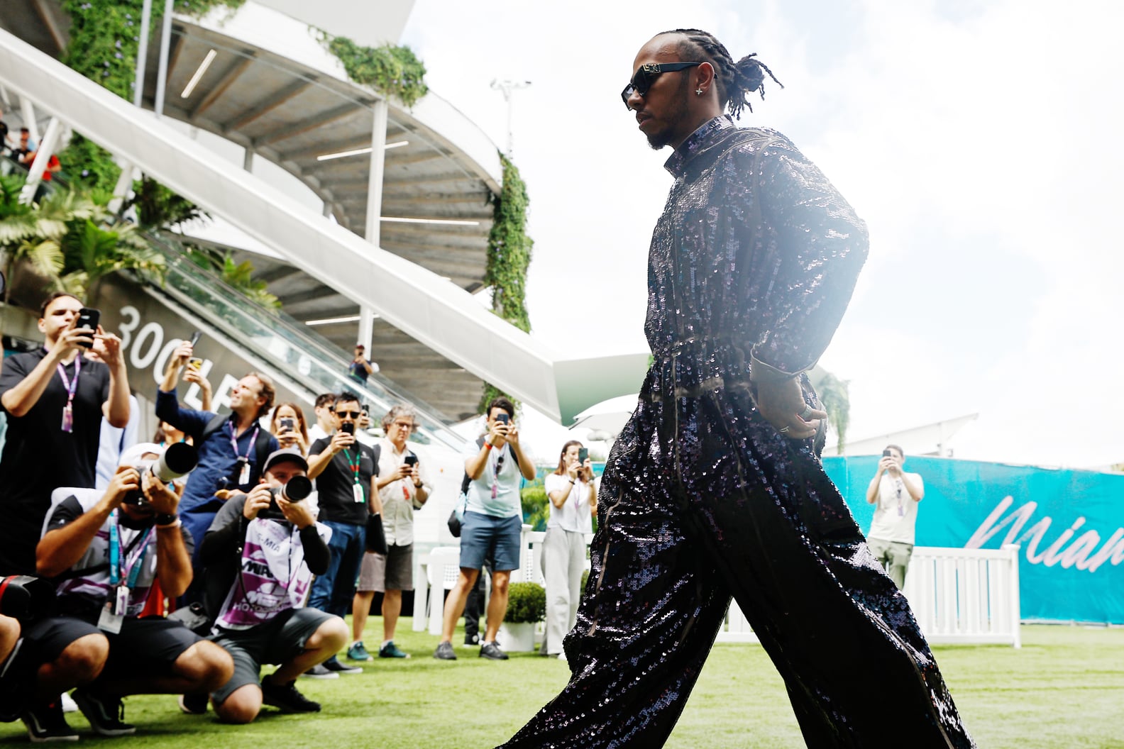 Lewis Hamilton Stuns in Sequined Outfit at Miami Grand Prix | PS Fashion
