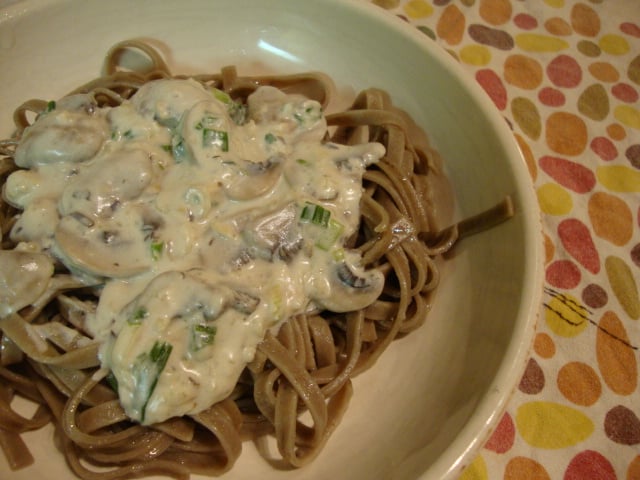 Porcini Mushroom Pasta with a Cream Cheese Sauce