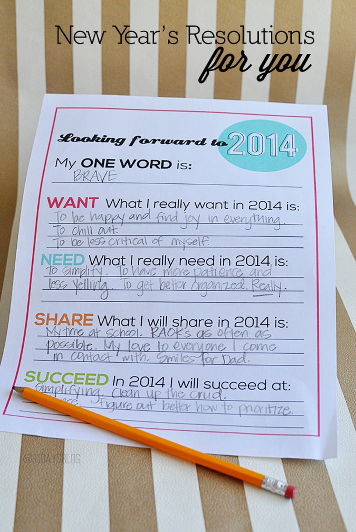 2014 New Year's Resolution Printables | PS Smart Living