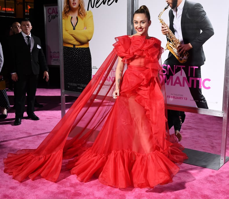 Miley Cyrus's Red Dress at Isn't It Romantic Premiere | POPSUGAR Fashion