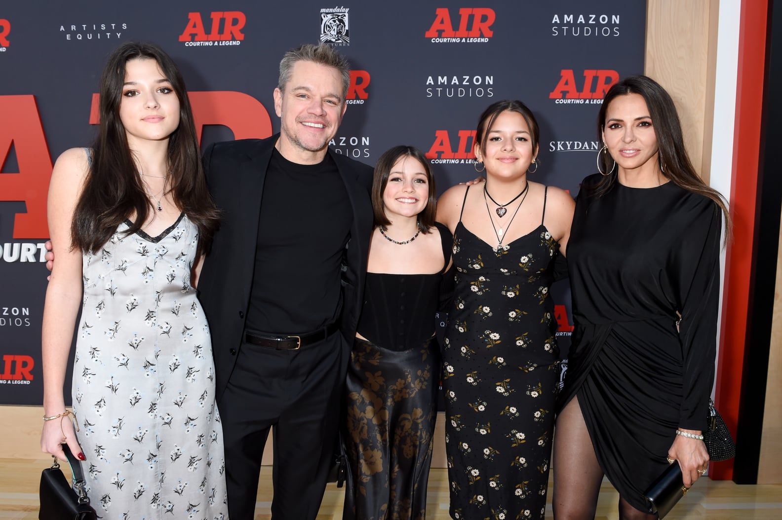 Matt Damon, Luciana Barroso, and Daughters at Air Premiere | PS Celebrity