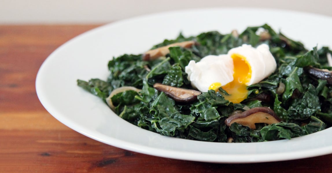 Kale With Shiitakes and Poached Egg | PS Food