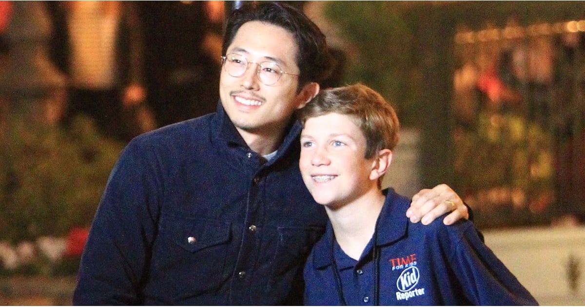 Steven Yeun With Kid Reporter in LA December 2016 | POPSUGAR Celebrity