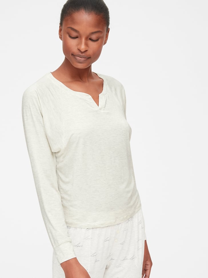 Gap Long Sleeve Notch Neck Top In Modal Best Pajamas From Gap