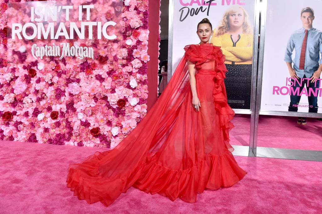Miley Cyrus's Red Dress at Isn't It Romantic Premiere | POPSUGAR ...