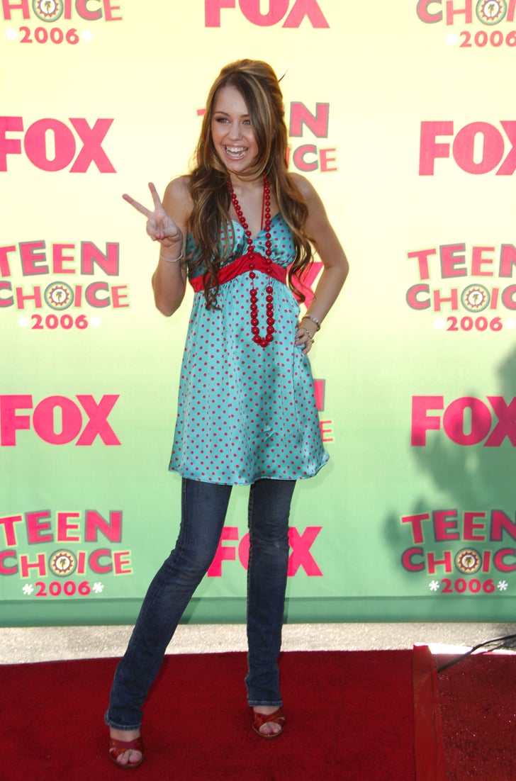 Miley Cyrus | Dress Over Jeans Trend From the 2000s | POPSUGAR Fashion ...