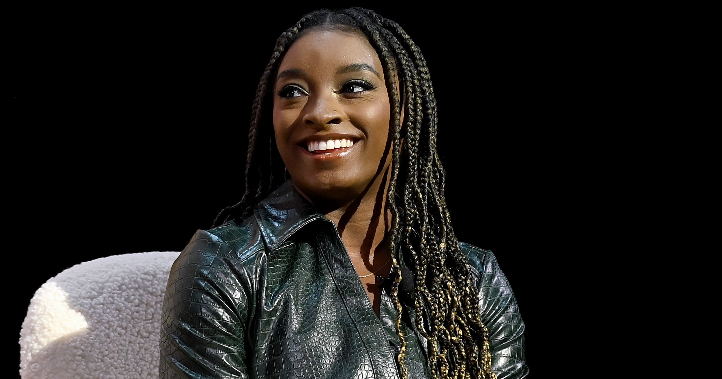 Simone Biles Wears a Mint-Green Halter With Cheer Cast | PS Fashion