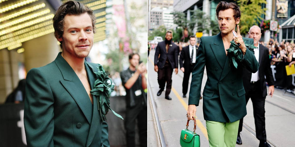 Harry Styles Green Gucci Handbag at Toronto Film Festival | POPSUGAR ...