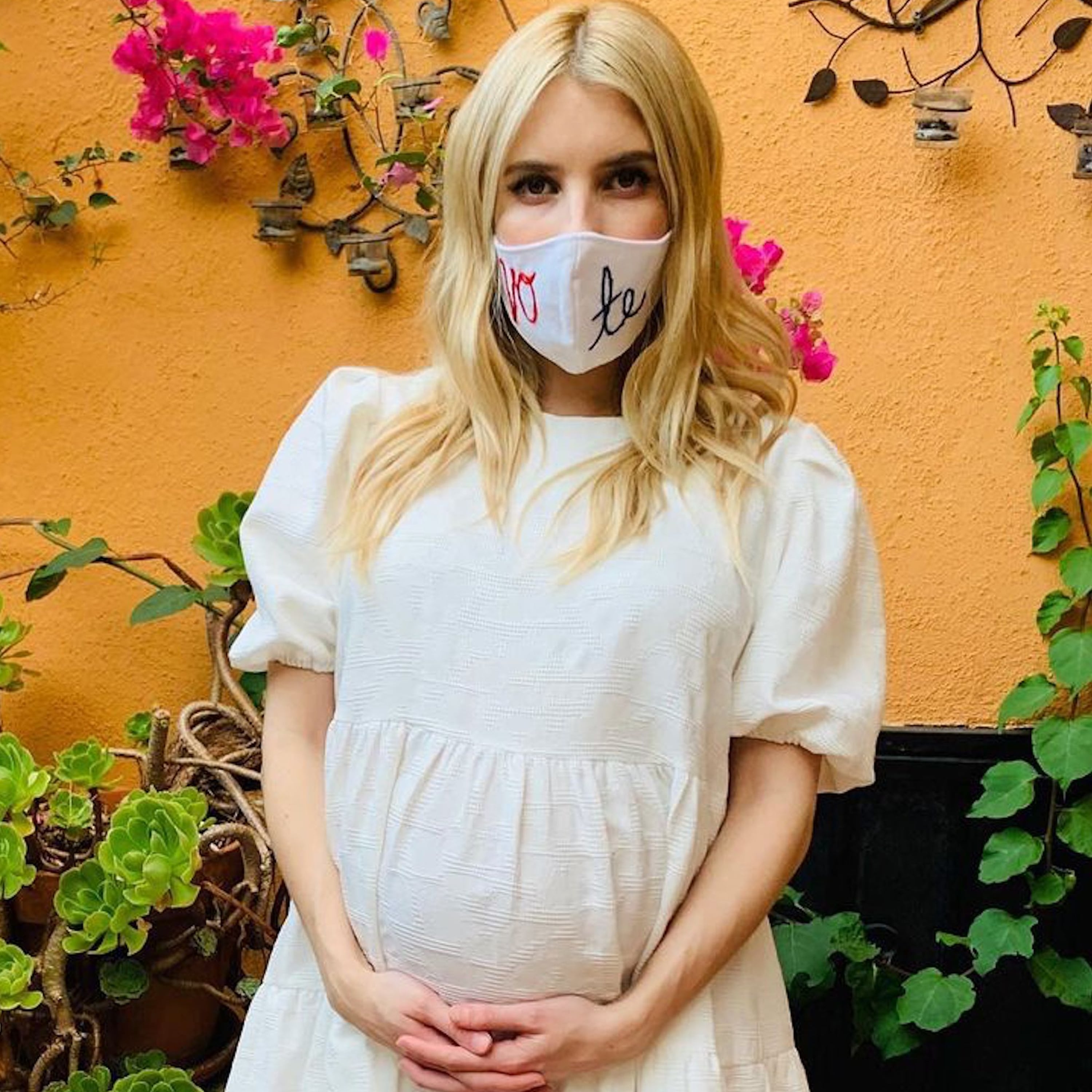 Emma Roberts's "VOTE" Face Mask Is Custom by Ahida Correale | PS Fashion