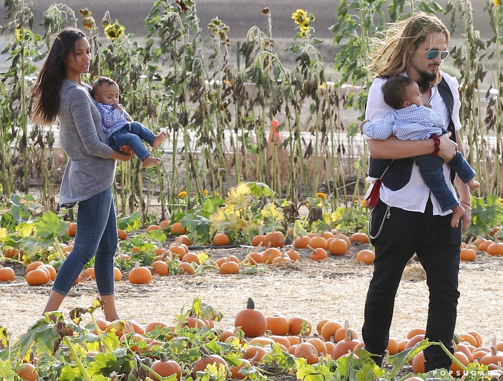 Zoe Saldana and Marco Perego Take Twins to the Pumpkin Patch | POPSUGAR ...