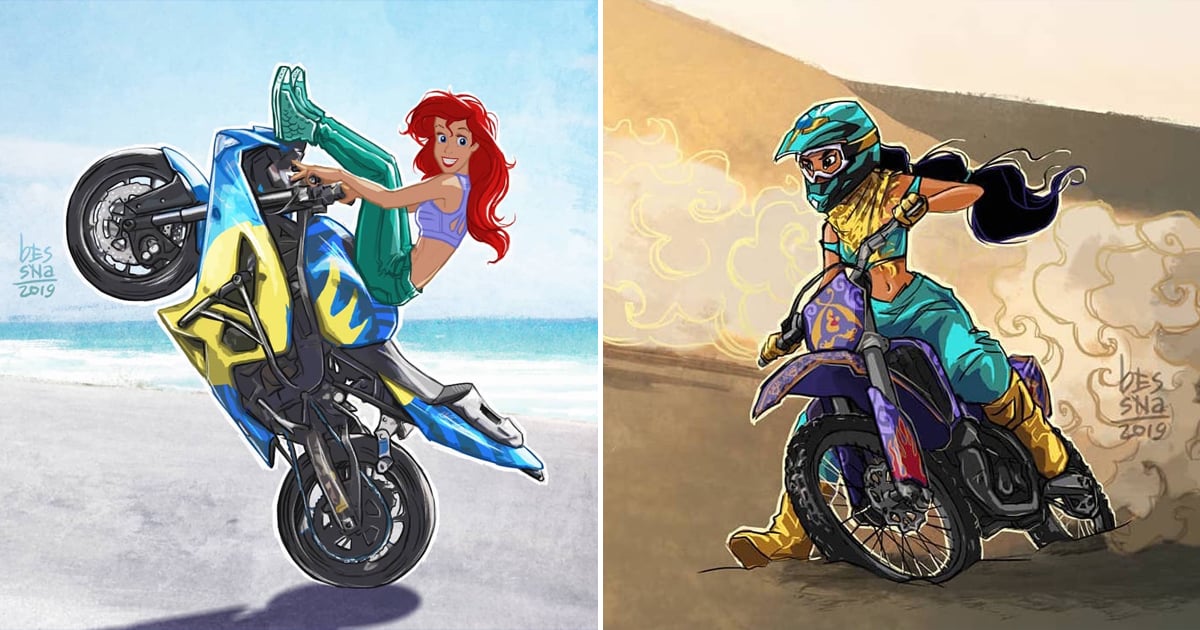 Disney Princesses Riding Motorcycles Artwork | PS Smart Living