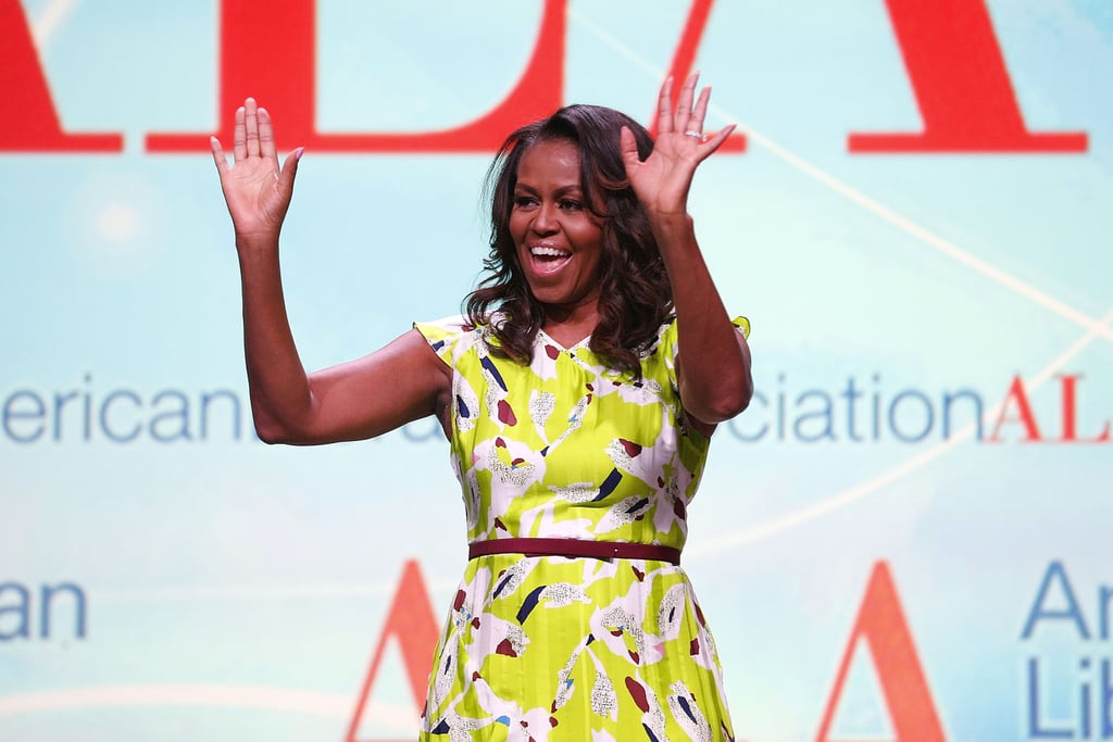 Michelle Obama Green Printed Dress June 2018 | POPSUGAR Fashion UK