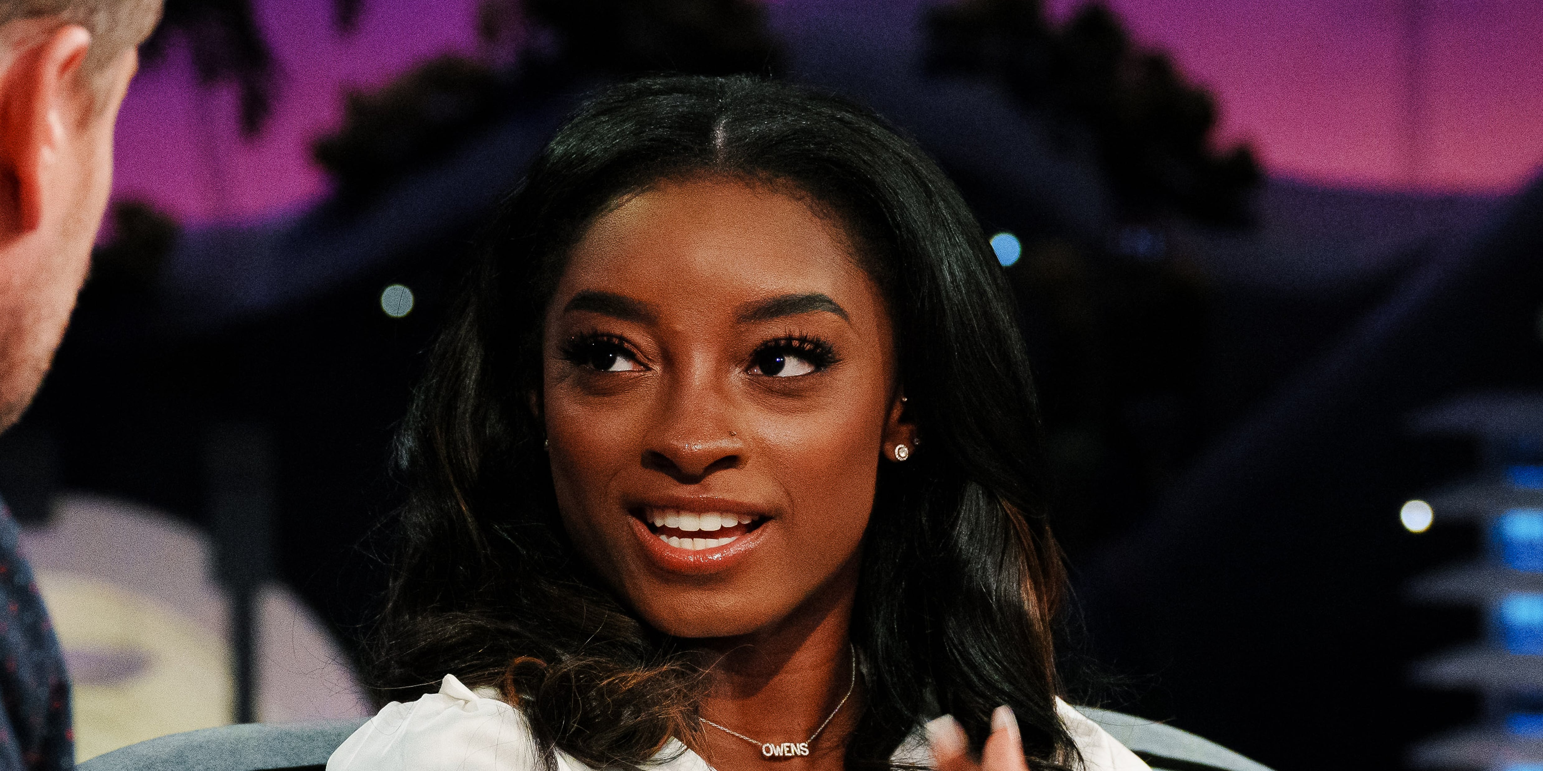 Simone Biles Wears '00s-Inspired Jersey Halter Top | POPSUGAR Fashion