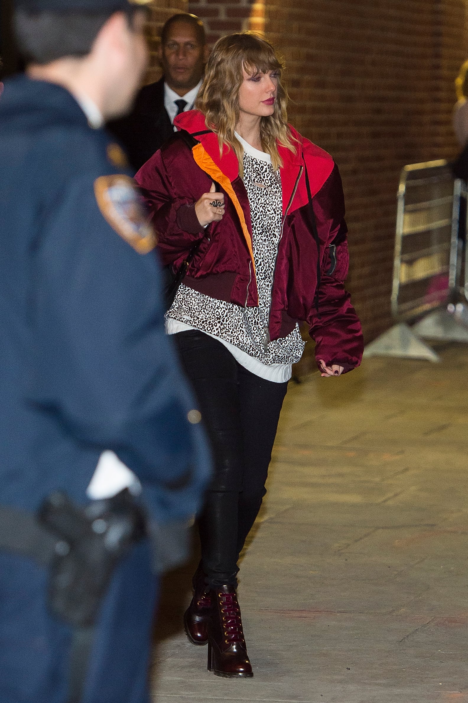 Taylor Swift Wearing Red Bomber Jacket | PS Fashion