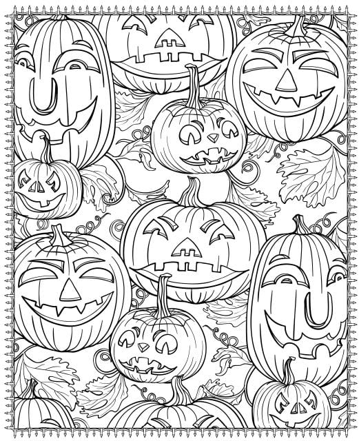 Pumpkin Faces Printable | Printable Halloween Coloring Pages For Adults ...