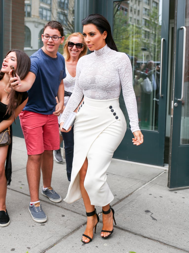 Kim Kardashian Wearing White Outfit For Book Signing 2015 | POPSUGAR ...