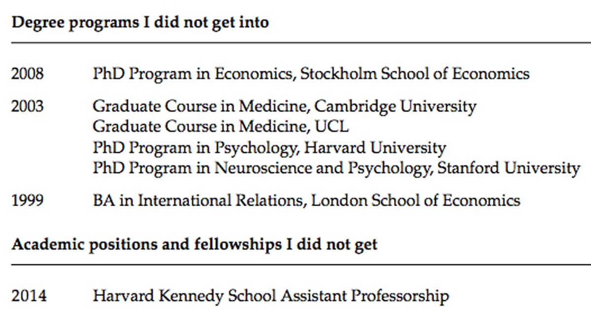 CV of Failures | POPSUGAR Australia Smart Living