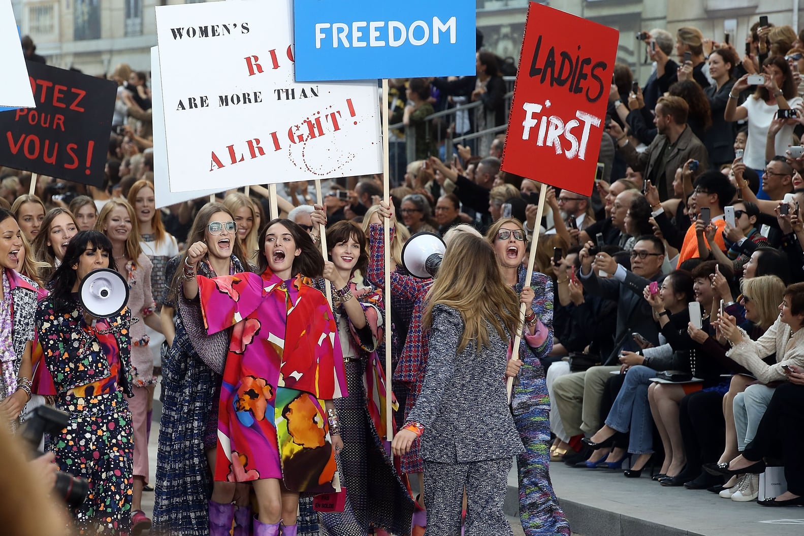 Chanel Spring 2015 Fashion Show Protest Pictures | POPSUGAR Celebrity