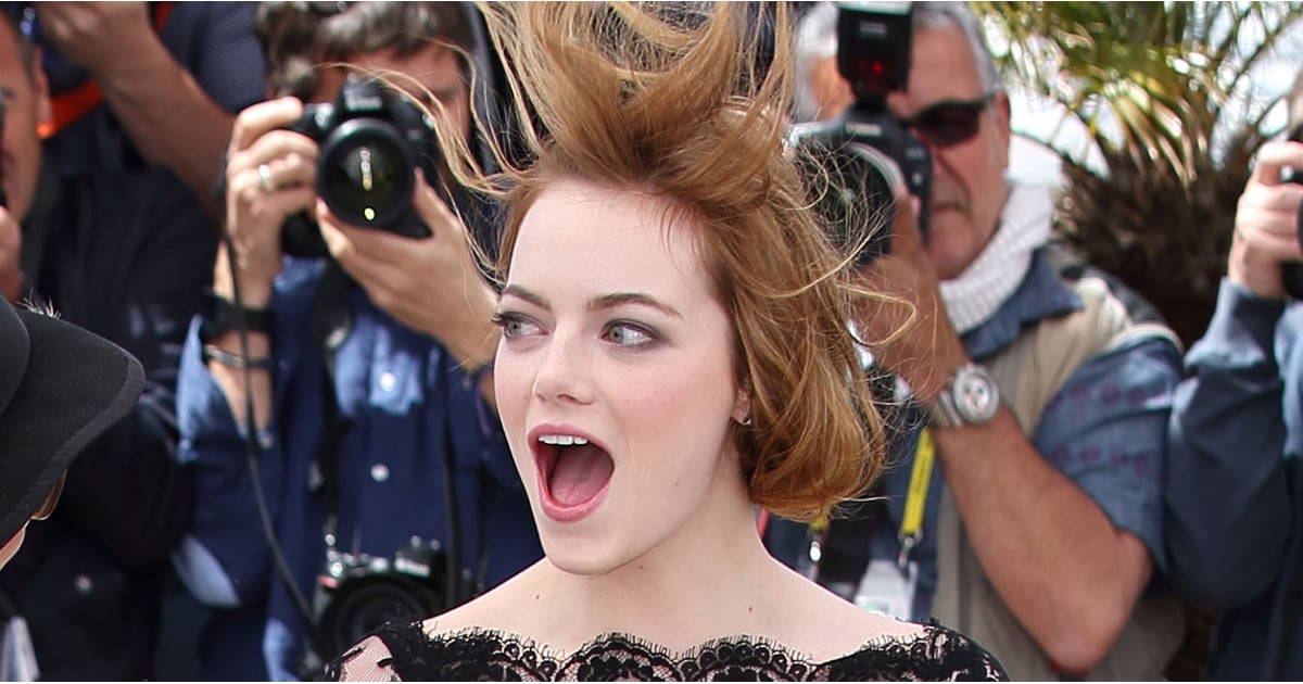 Emma Stone in Wind at Cannes 2015 | POPSUGAR Celebrity
