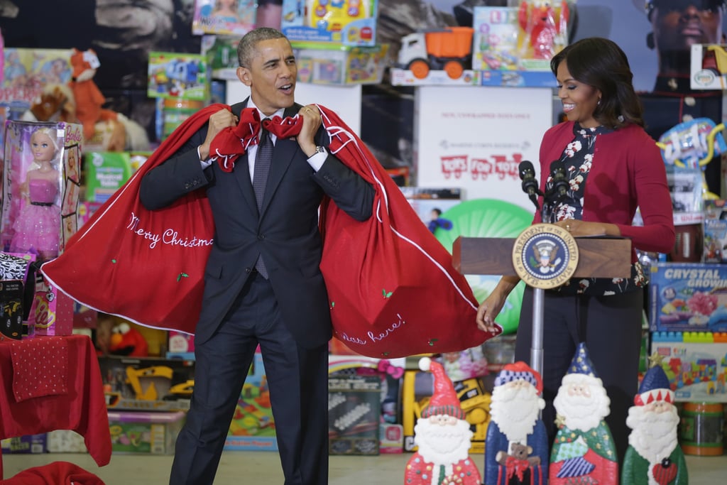 Obamas at the Marine Corps Toys For Tots Event 2014 | POPSUGAR Celebrity