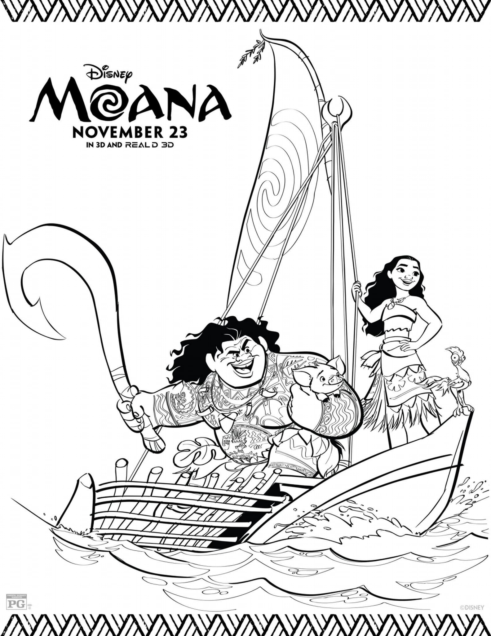 Disney's Printable Moana and Maui Coloring Pages | PS Family