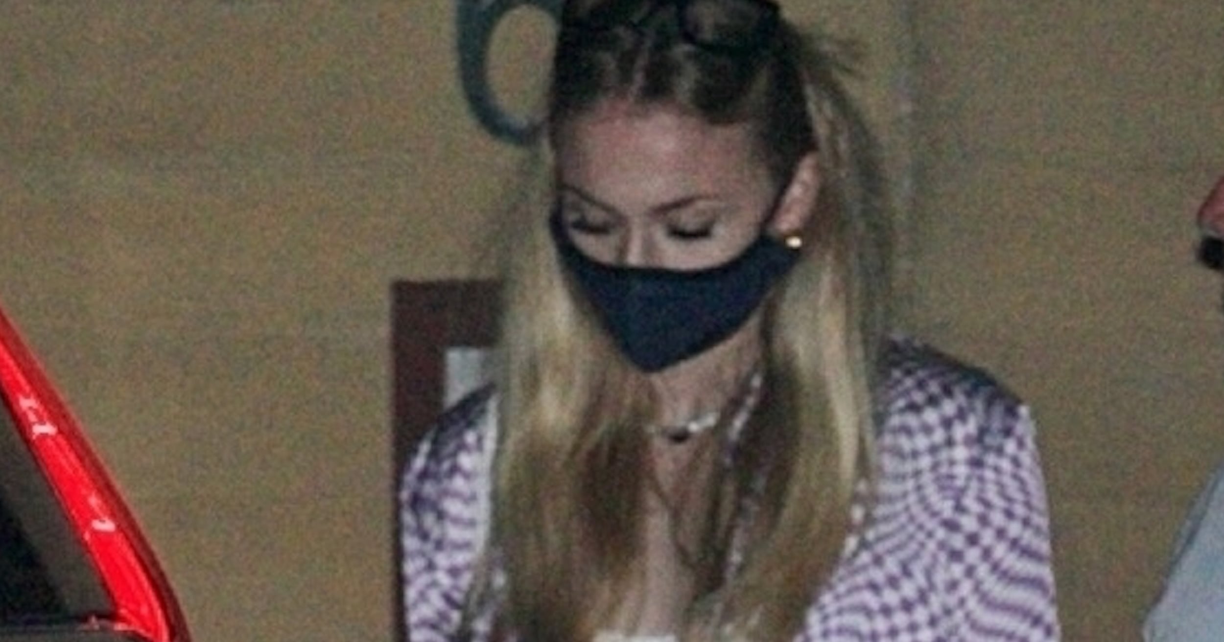 Sophie Turner's Purple Checkered Pajamas on Date Night | PS Fashion