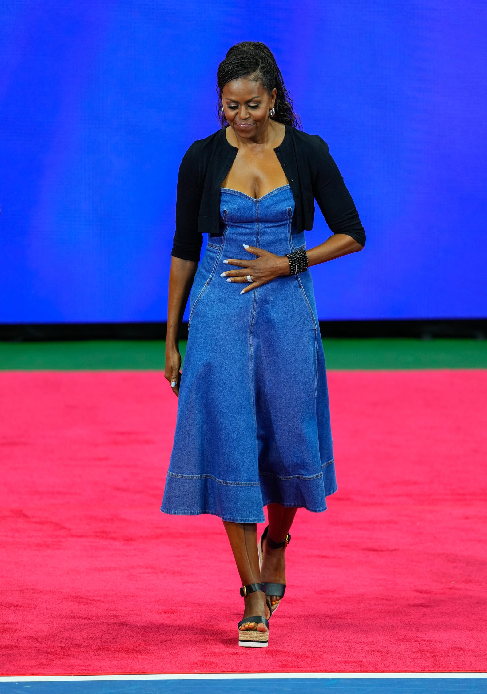 Michelle Obama's Denim Oscar de la Renta Dress at US Open | PS Fashion