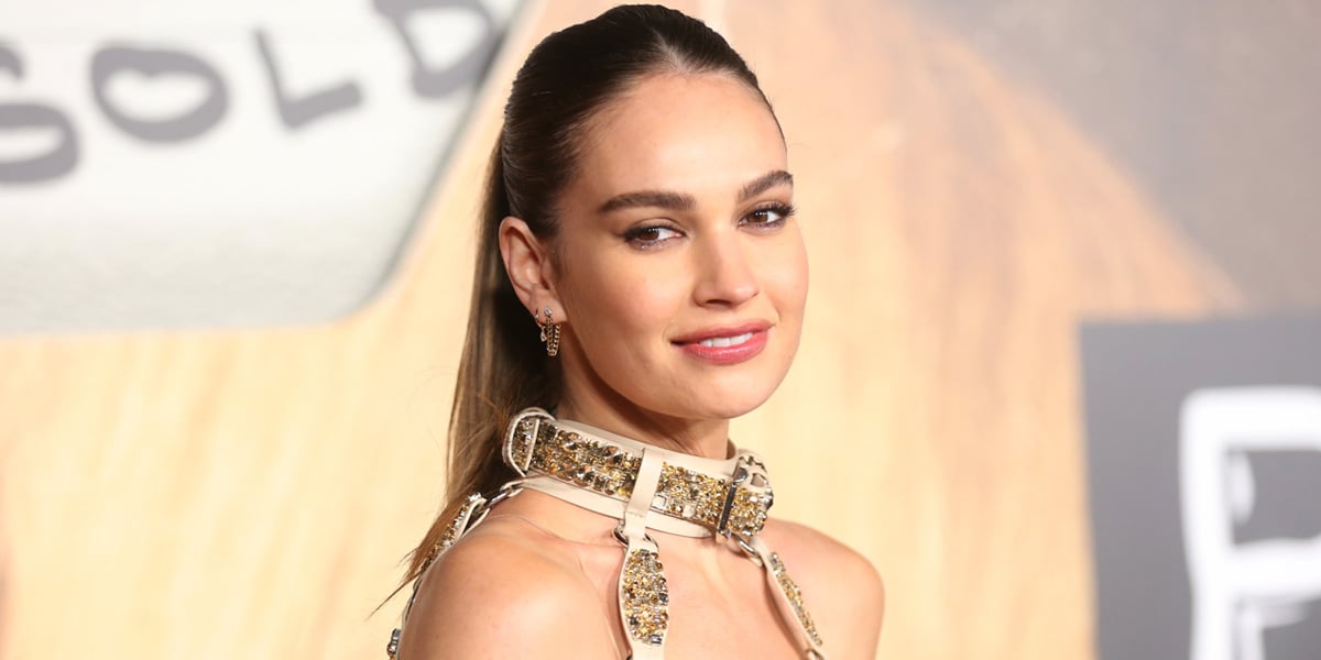 Lily James Wears a Sheer Roberto Cavalli Dress on Red Carpet | PS Fashion