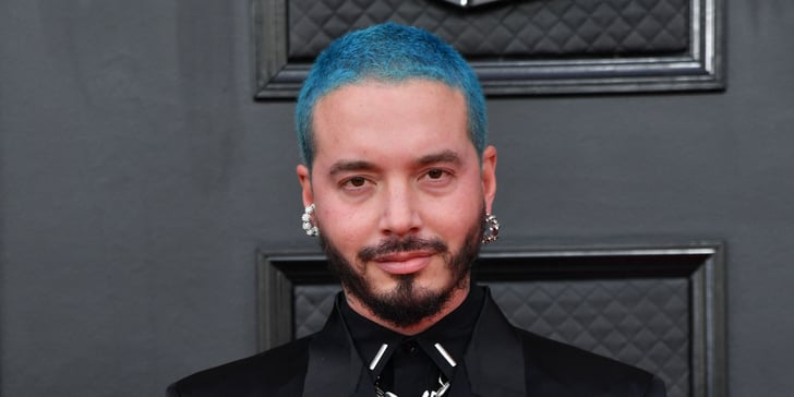 J Balvin Debuts Blue Hair Colour With Red Heart at Grammys | POPSUGAR ...