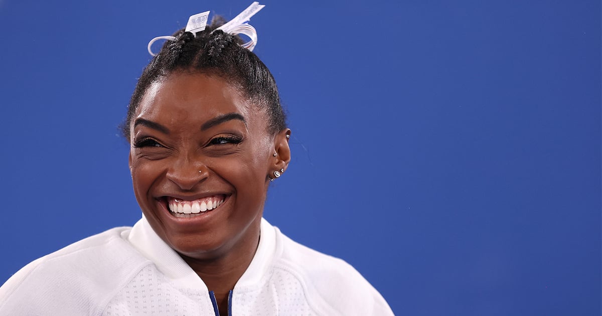 Simone Biles Wearing $40 Abstract Two-Piece Skirt Set | POPSUGAR Fashion