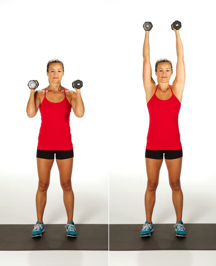 Overhead Shoulder Press | 100-Rep Arm Workout | POPSUGAR Fitness Photo 5
