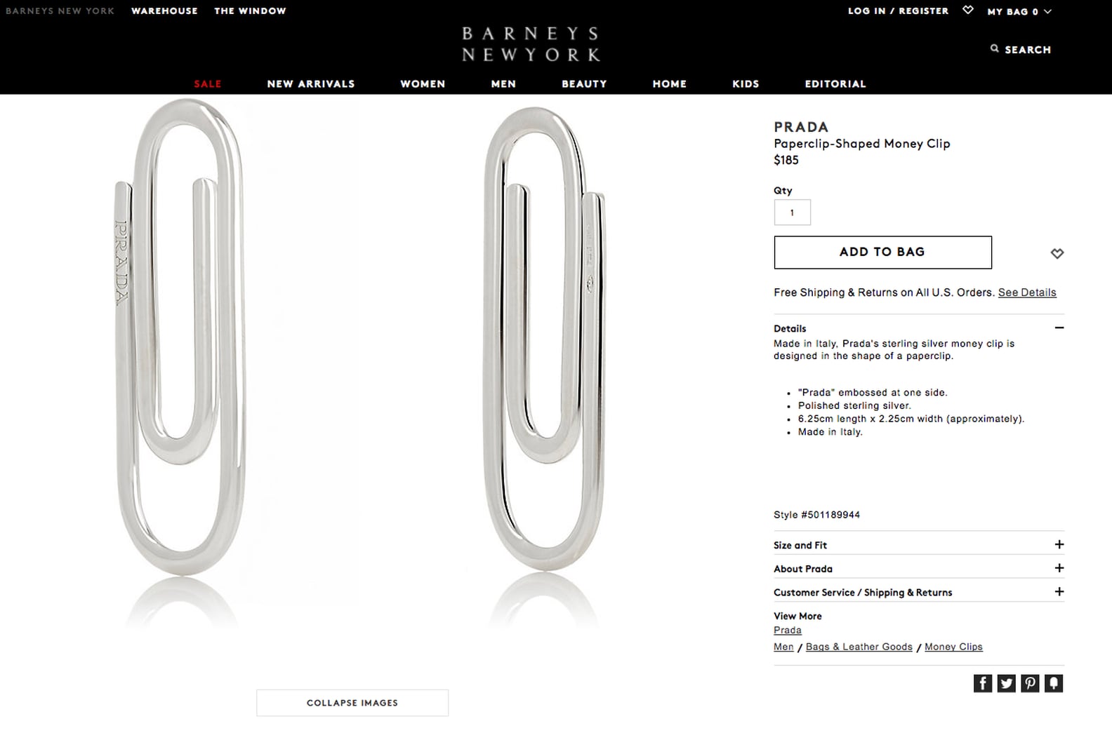 Prada $185 Paperclip | PS Fashion