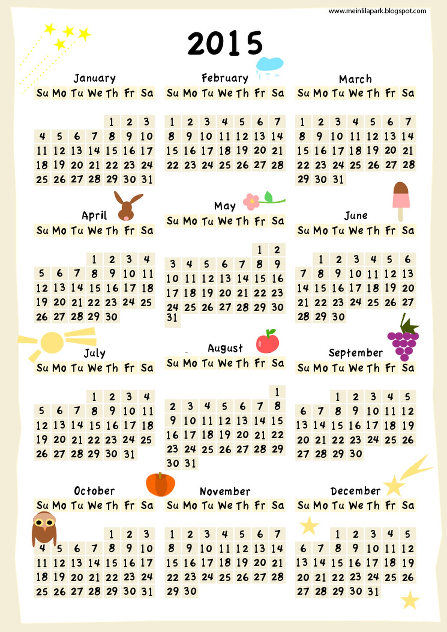 Free Printable 2015 Calendar | PS Smart Living