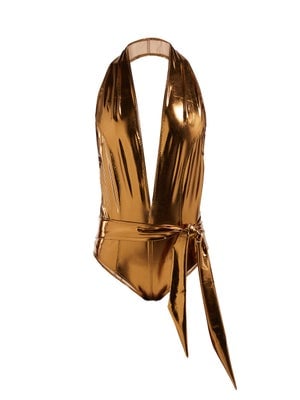 Kim Kardashian's Bronze Monokini Swimsuit in Mexico | POPSUGAR Fashion