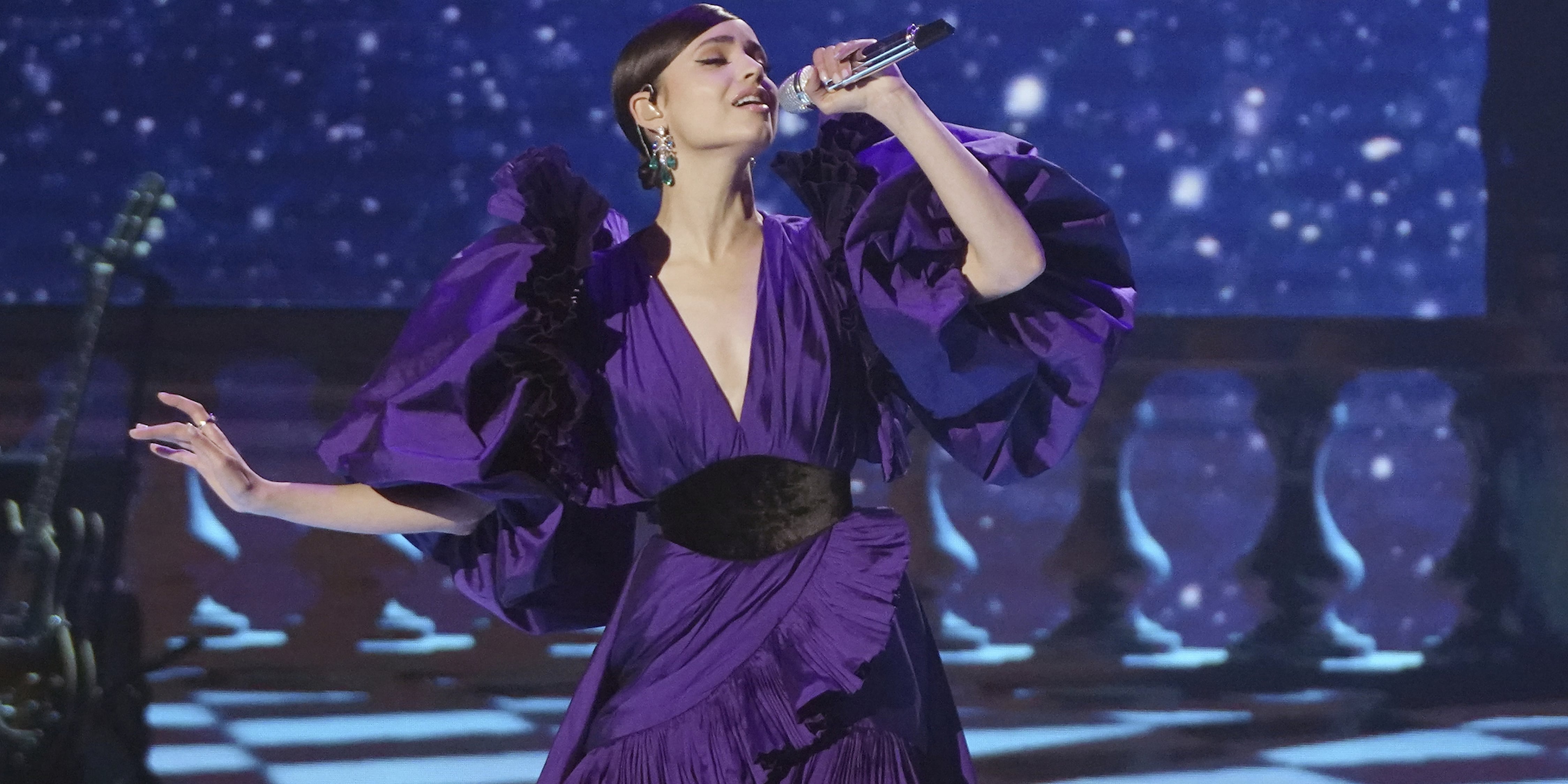 Sofia Carson's Purple Elie Saab Dress on American Idol | PS Fashion