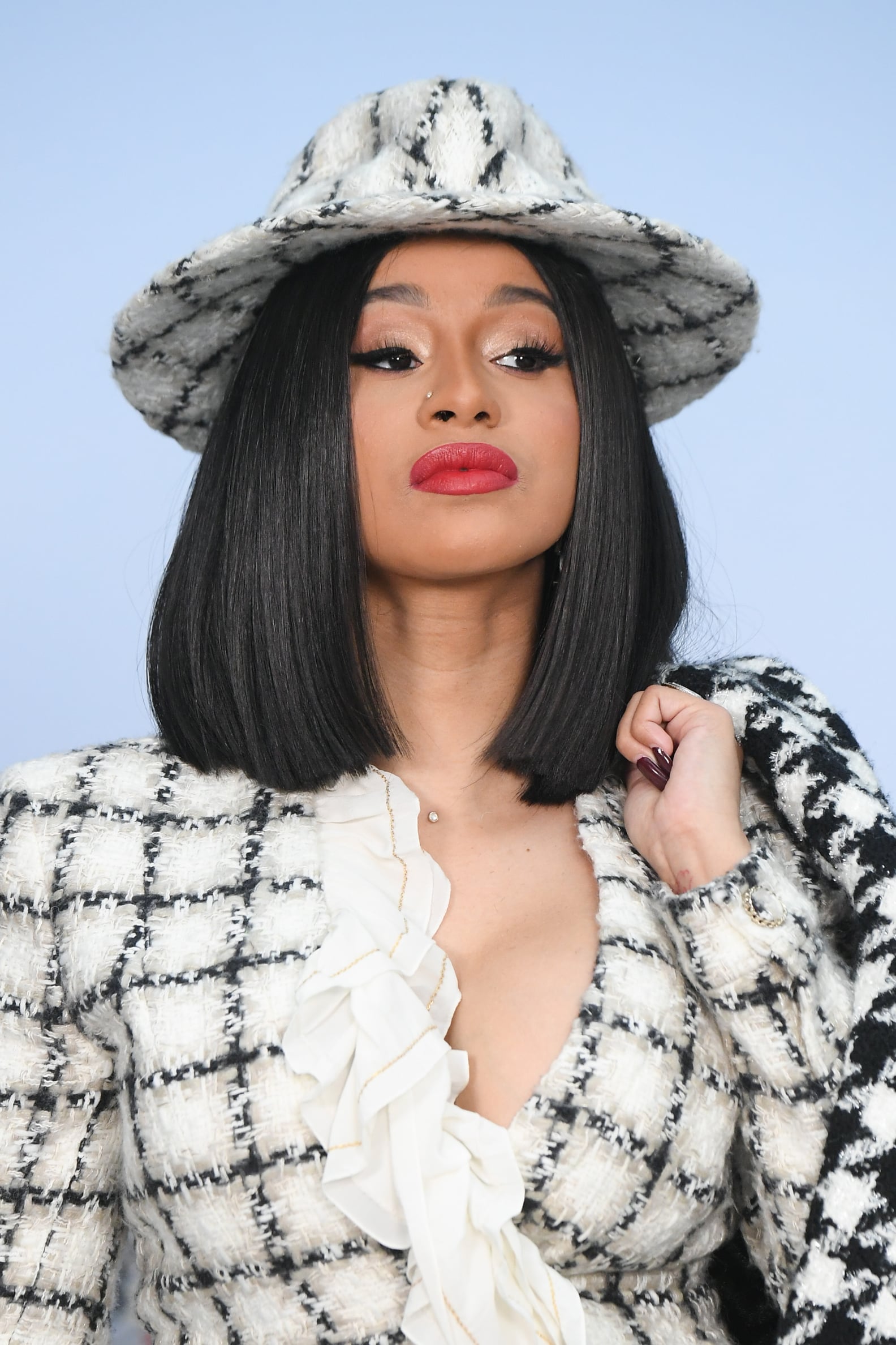 Cardi B in Head-to-Toe Tweed at Chanel Spring 2020 Show | PS Fashion