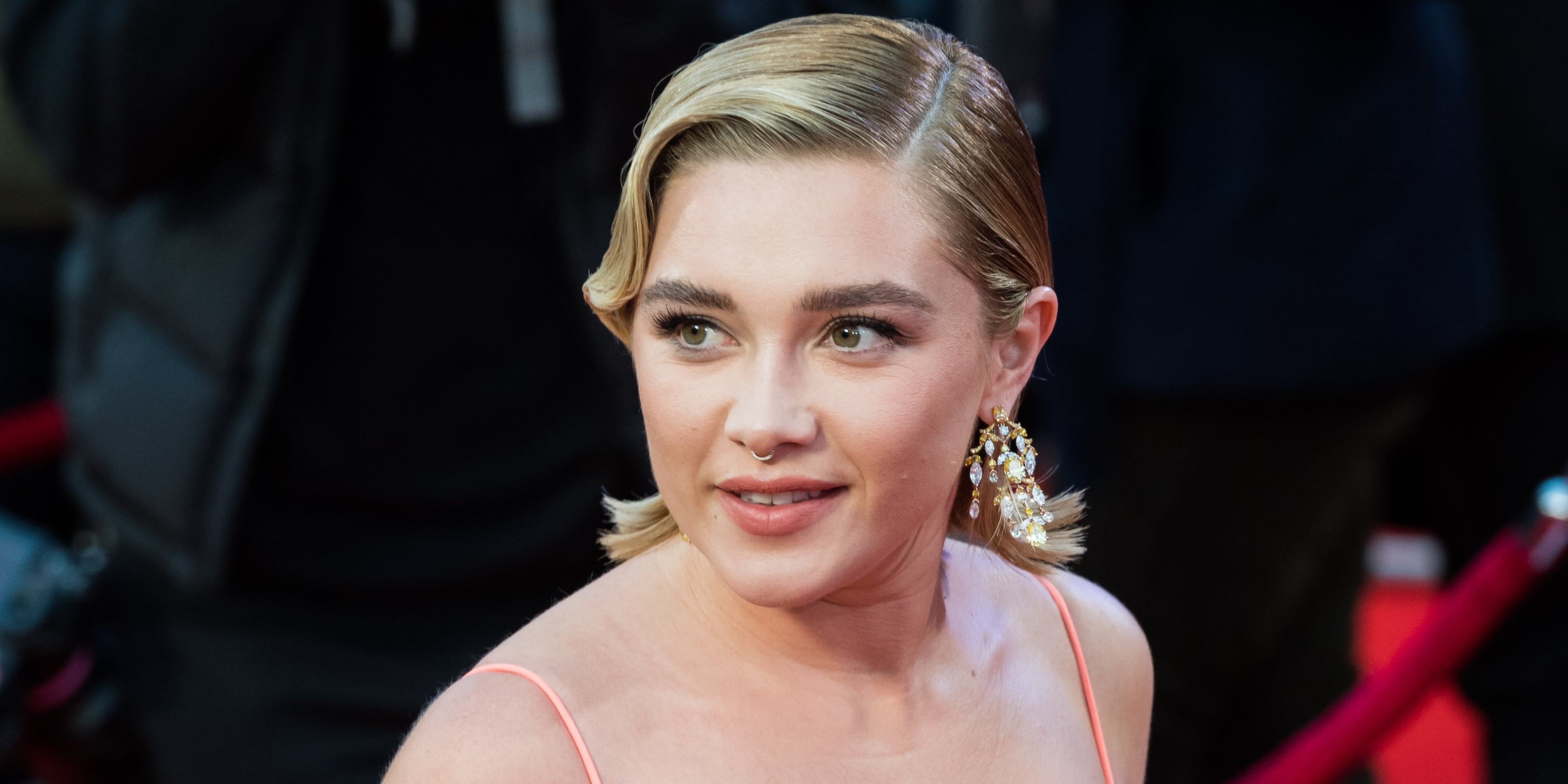 Florence Pugh Wears a White Erdem Bustier Crop Top and Skirt | PS Fashion