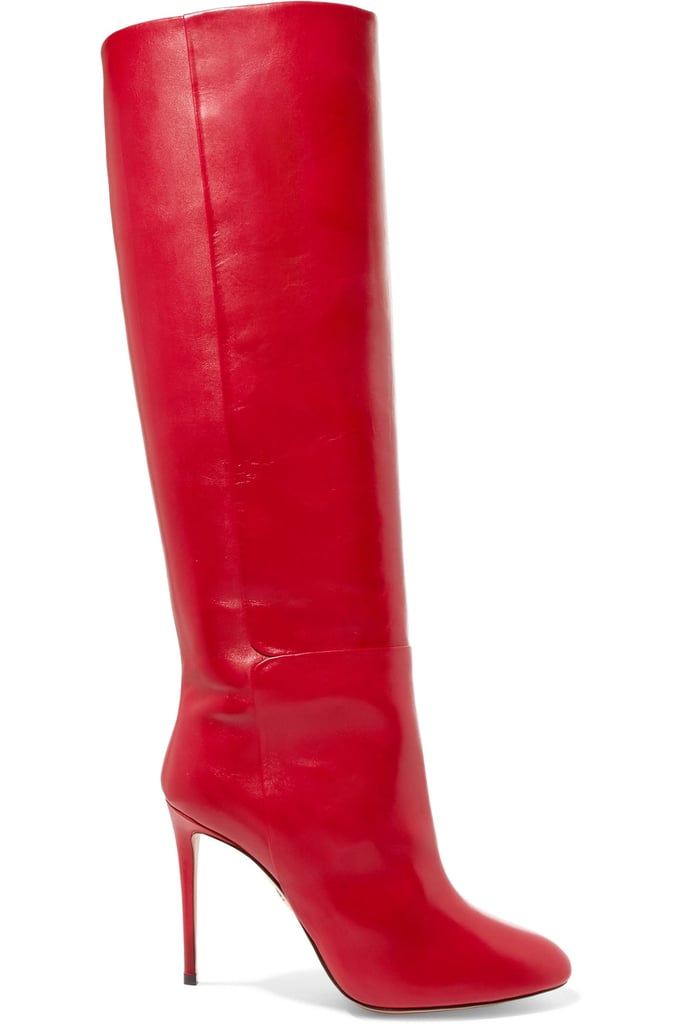 Emily Ratajkowski Red Aquazzura Boots in Paris | POPSUGAR Fashion