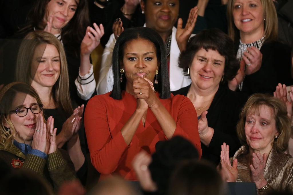 Michelle Obama Red Outfit For Final Speech as First Lady | POPSUGAR Fashion