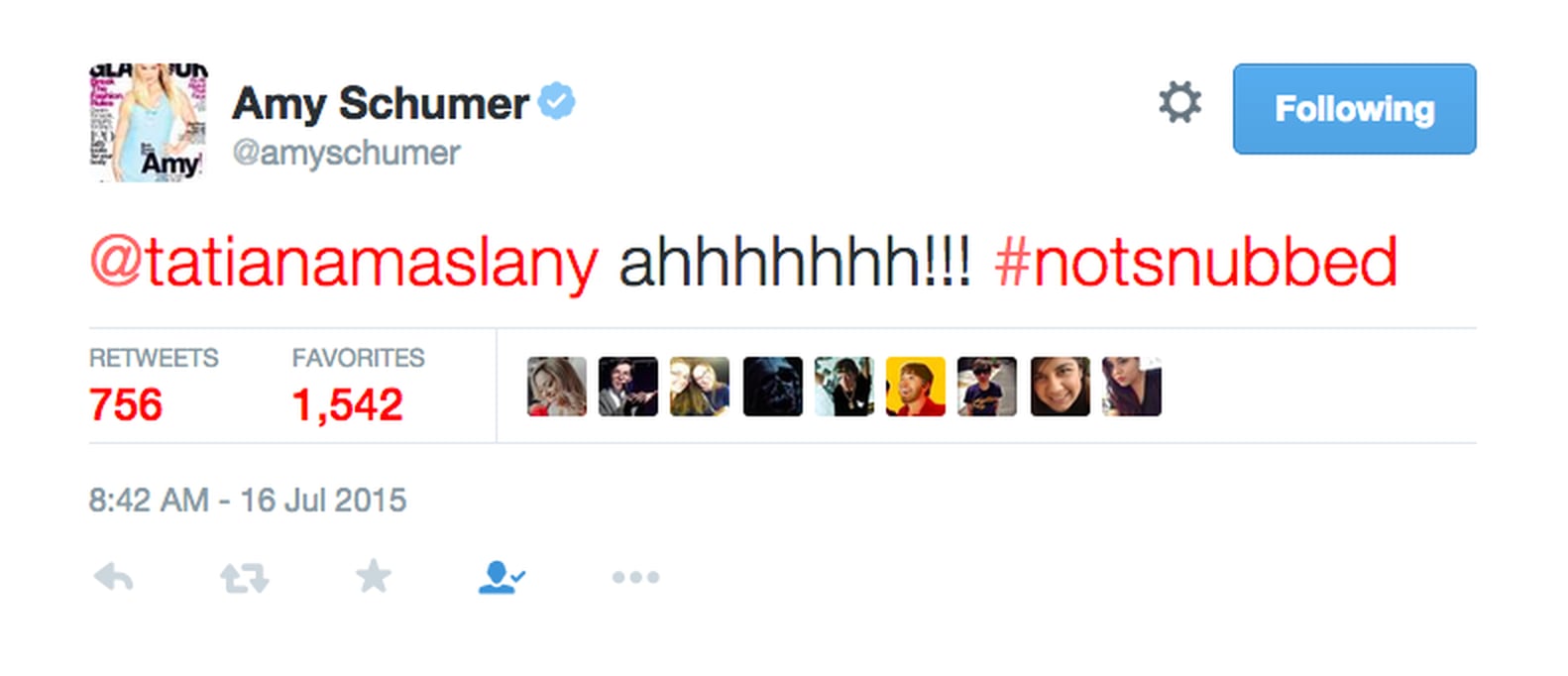 Amy Schumer Tweets at Tatiana Maslany About the Emmys | PS Celebrity