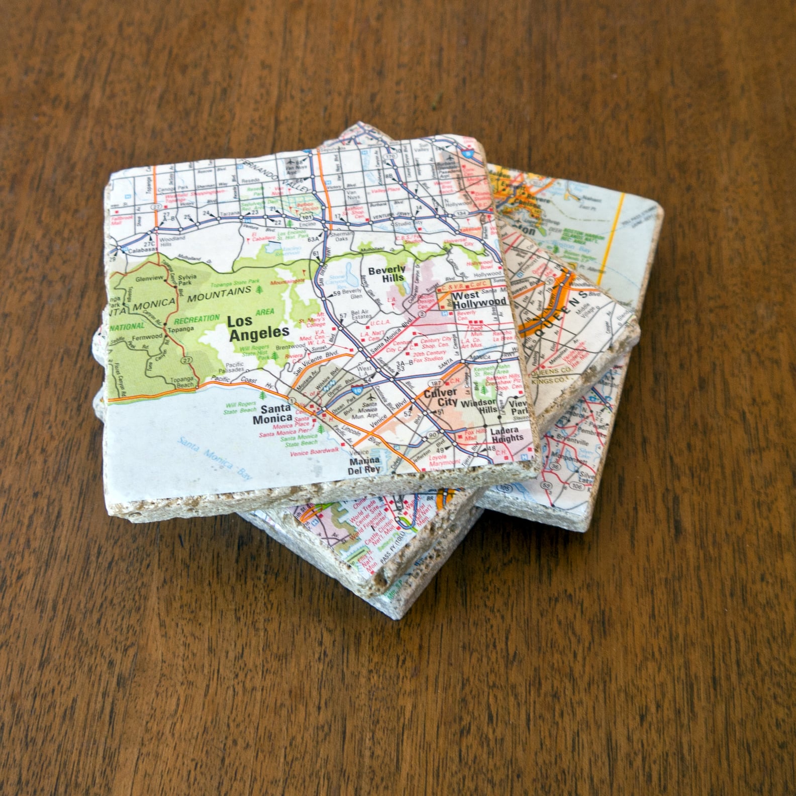 Upcycled Map Tile Coasters | PS Smart Living