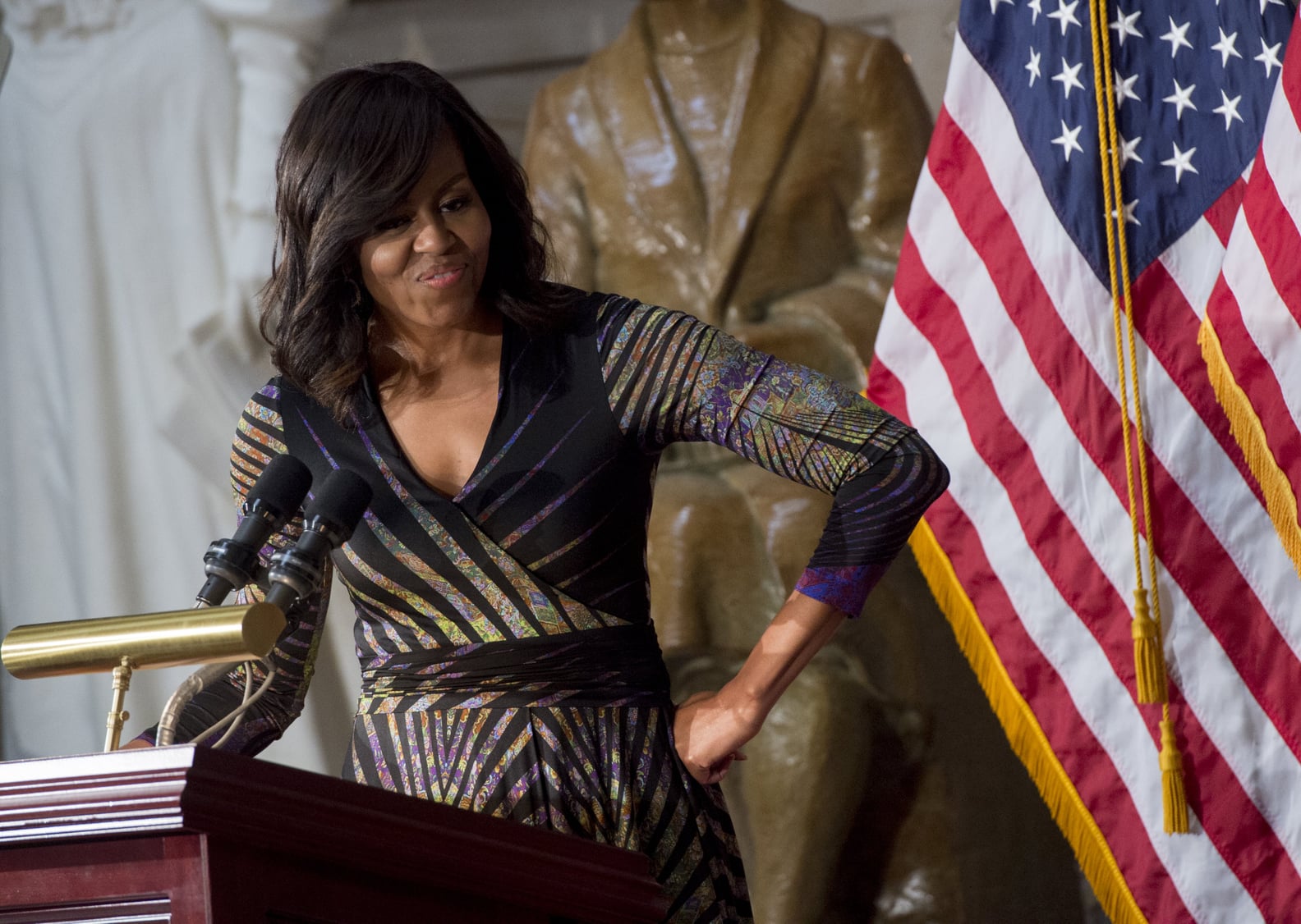Michelle Obama Wearing a Rainbow Dress | POPSUGAR Fashion