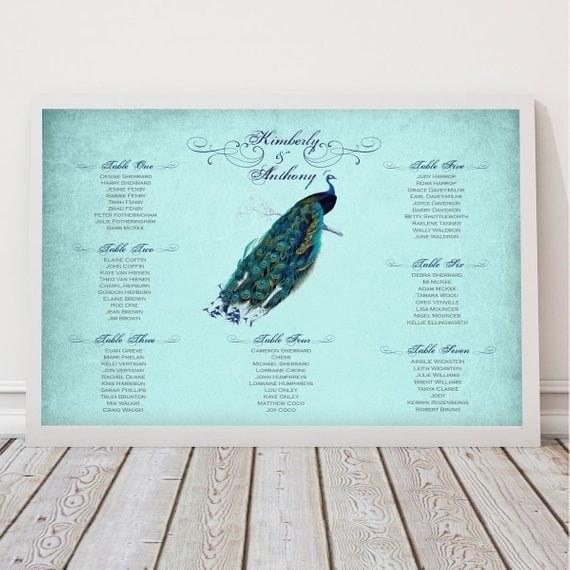 Peacock Wedding Seating Chart | Unconventional Seating Charts From Etsy ...