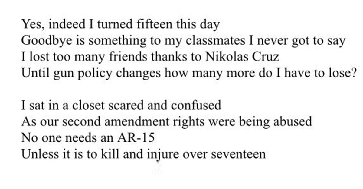 Marjory Stoneman Douglas Student's Poem About Shooting | PS Family