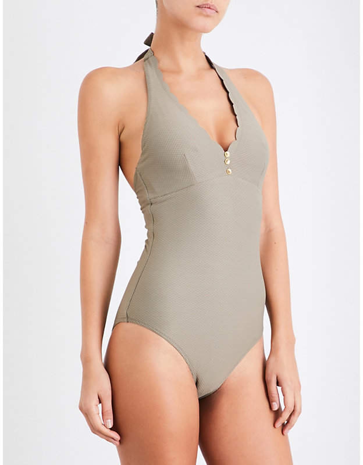 Selena Gomez's White Swimsuit With Buttons | PS Fashion