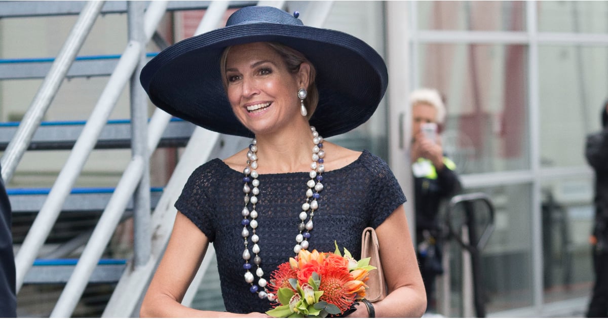 Queen Maxima's Navy Blue Eyelet Dress May 2016 | POPSUGAR Latina